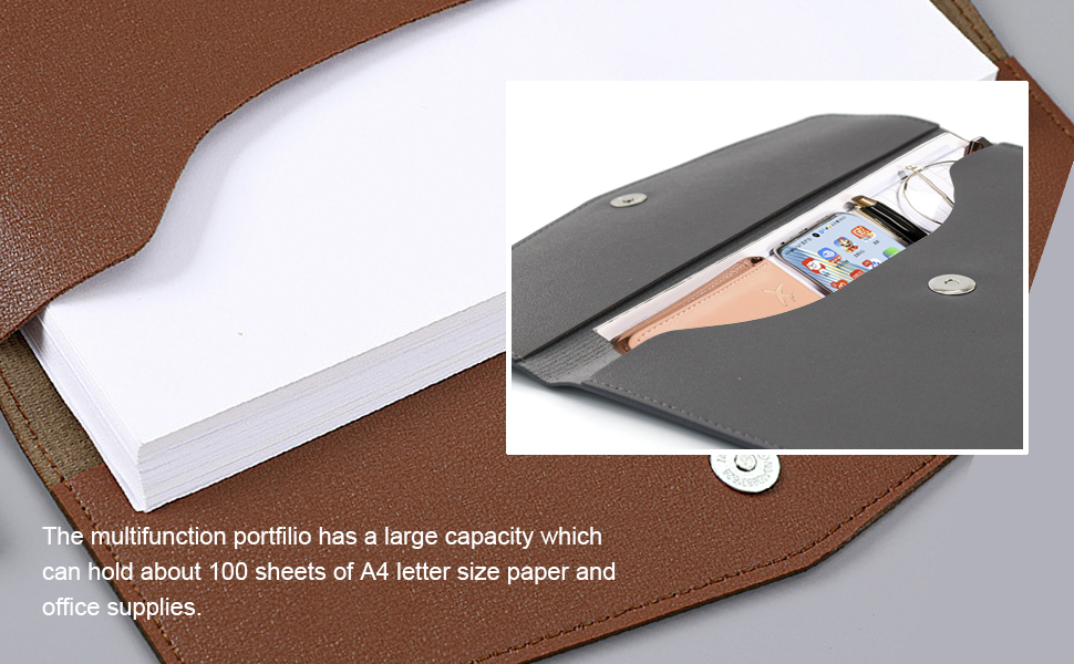 Amazon.com : VANRA 1 Piece PU Leather File Folder Vertical A4 Document Holder File Envelope ...