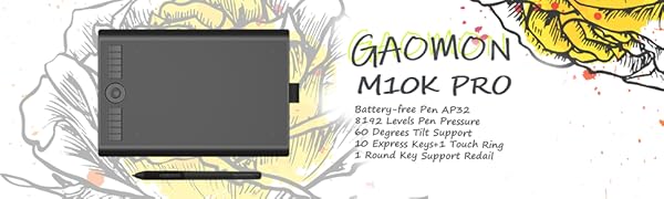 GAOMON M10K PRO 10 x 6.25 Inches Art Digital Graphic Tablet for Drawing ...