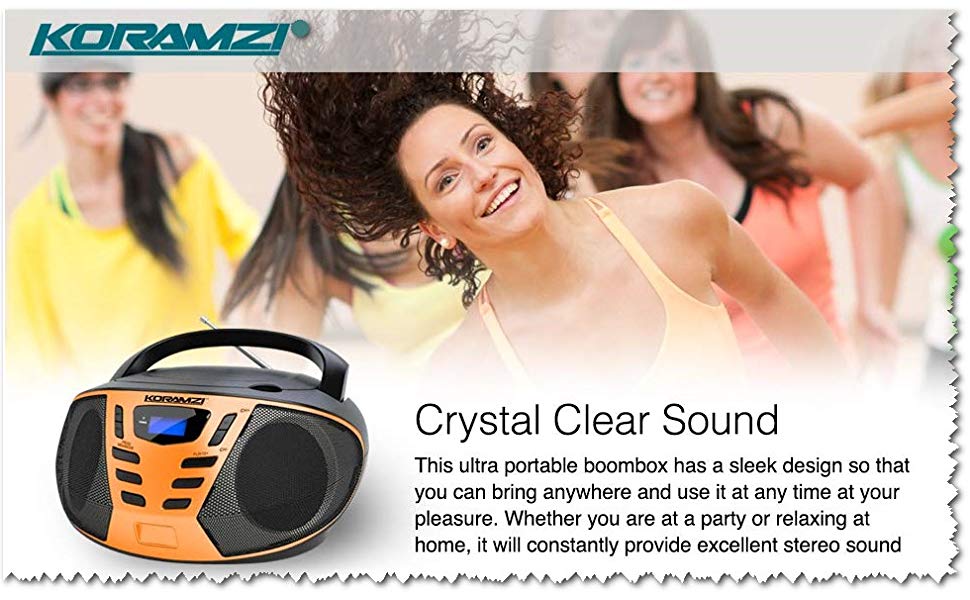 Amazon.com: KORAMZI Portable CD Boombox with AM/FM Radio,AUX in, Top Loading CD Player ...