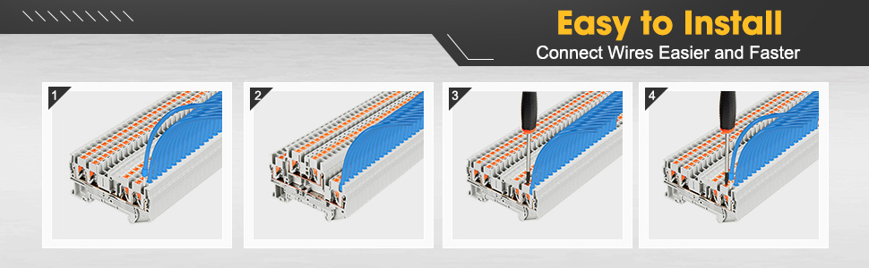 Saysurey DIN Rail Terminal Block Twin Spring Terminal Connectors Push ...