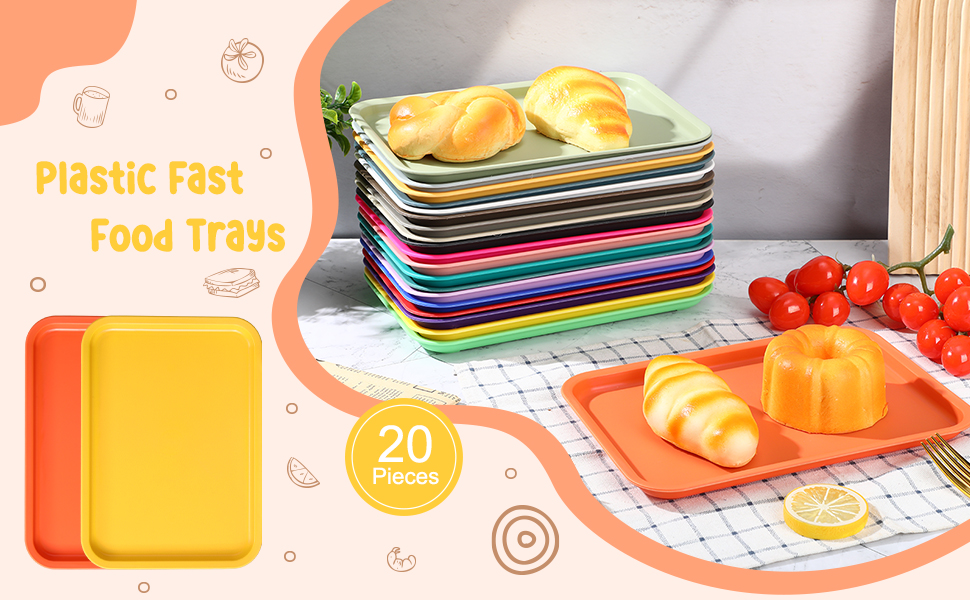 Amazon.com: Sintuff 20 Pcs Plastic Art Trays Colorful Fast Food Lunch ...