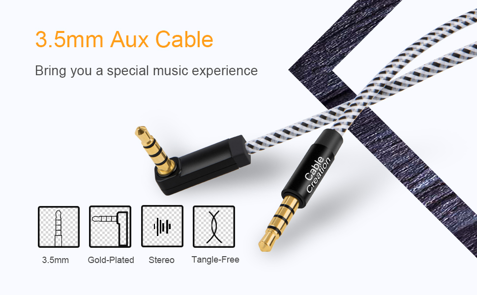 TRRS 3.5mm Audio Cable 6 Feet, CableCreation 90 Degree 3.5mm Male to Male Aux Cable/Right Angle ...