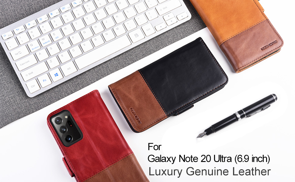 Amazon.com: KEZiHOME Note 20 Ultra Case, Genuine Leather [RFID Blocking] Galaxy Note 20 Ultra 5G ...