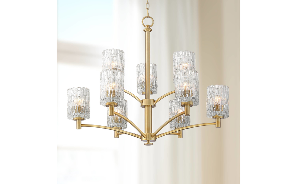 Possini Euro Design Icelight Warm Brass Large Chandelier Lighting 31 1/ ...