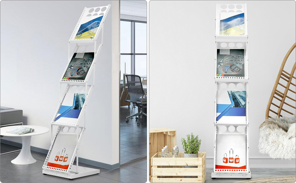 Amazon.com : QWORK Foldable Brochure Display Stand, Magazine Brochure Display Rack Stand, 4 ...