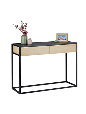 Relaxdays Konsolentisch, 2 Schubladen, schmaler Ablagetisch Flur & Wohnzimmer, modern, HBT ...