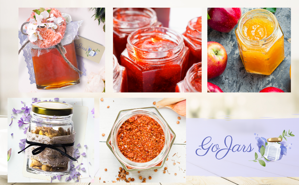 Amazon.com: GoJars Hexagon Glass Jars 3oz Premium Food-grade. Mini Jars With Lids For Gifts ...