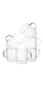 Amazon.com | BTaT- Insulated Coffee Mugs, Glass Tea Mugs, Set of 4 (12 ...