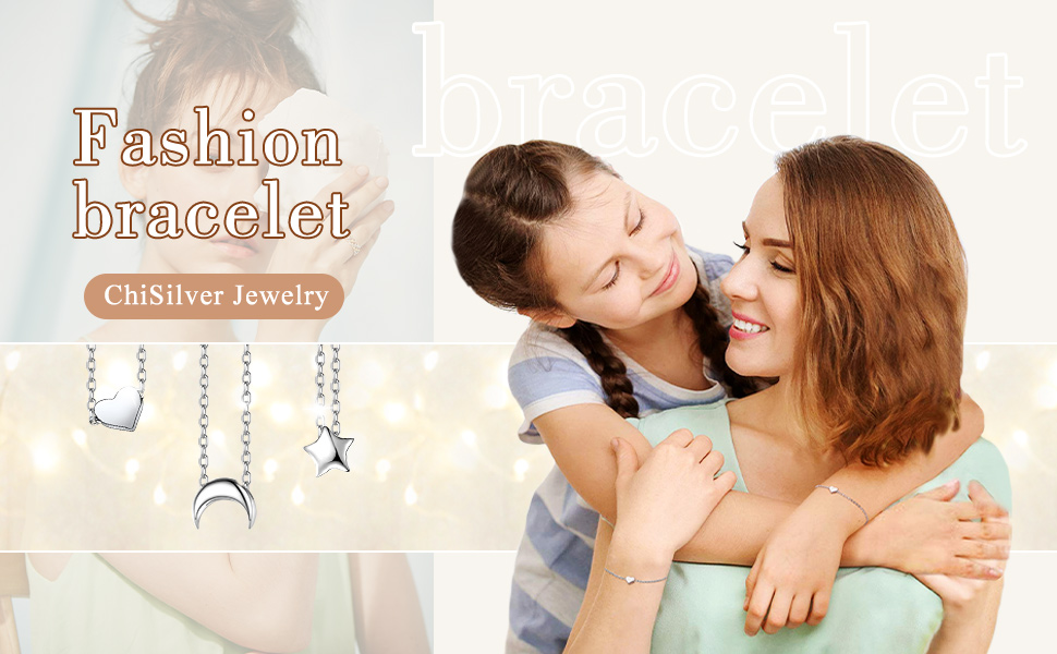 ChicSilver Tiny Heart Love Bracelet for Women, 925 Sterling Silver Fashion Dainty Charm Bracelet ...