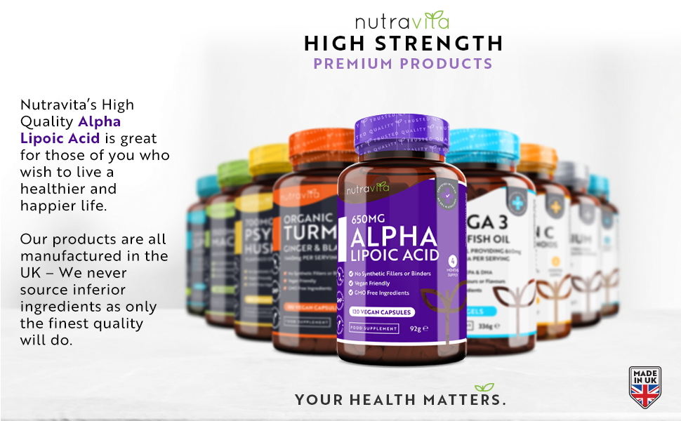 Alpha Lipoic Acid 650mg – 120 High Strength ALA Vegan Friendly Capsules – 4 Month Supply – Alpha ...