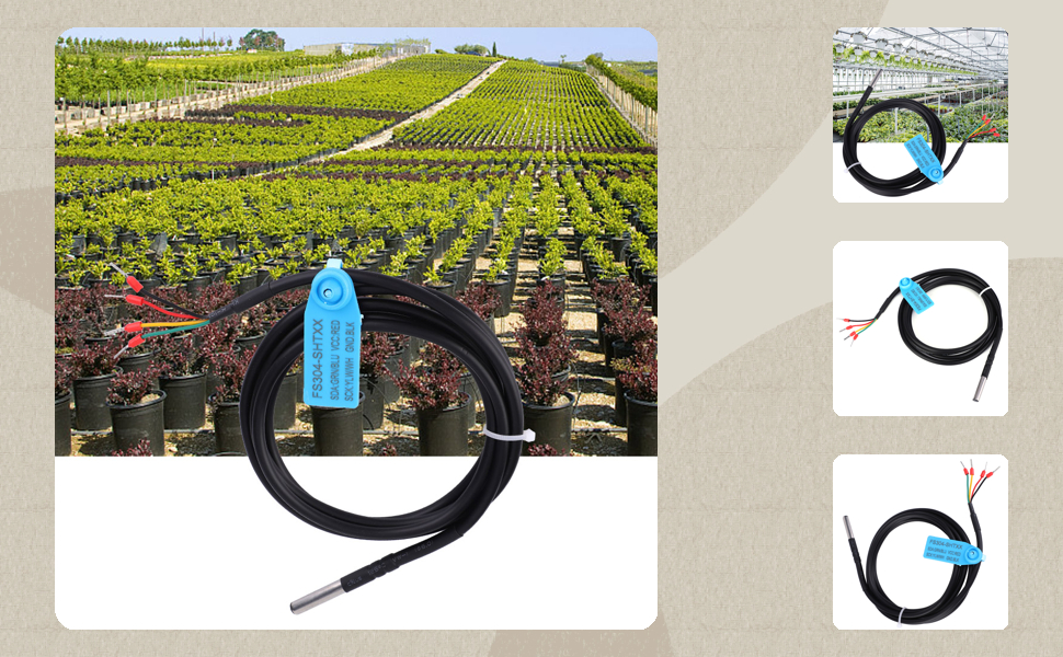 Soil Digital Temperature & Humidity Sensor Probe Stainless Steel Case Housing Low Consumption ...