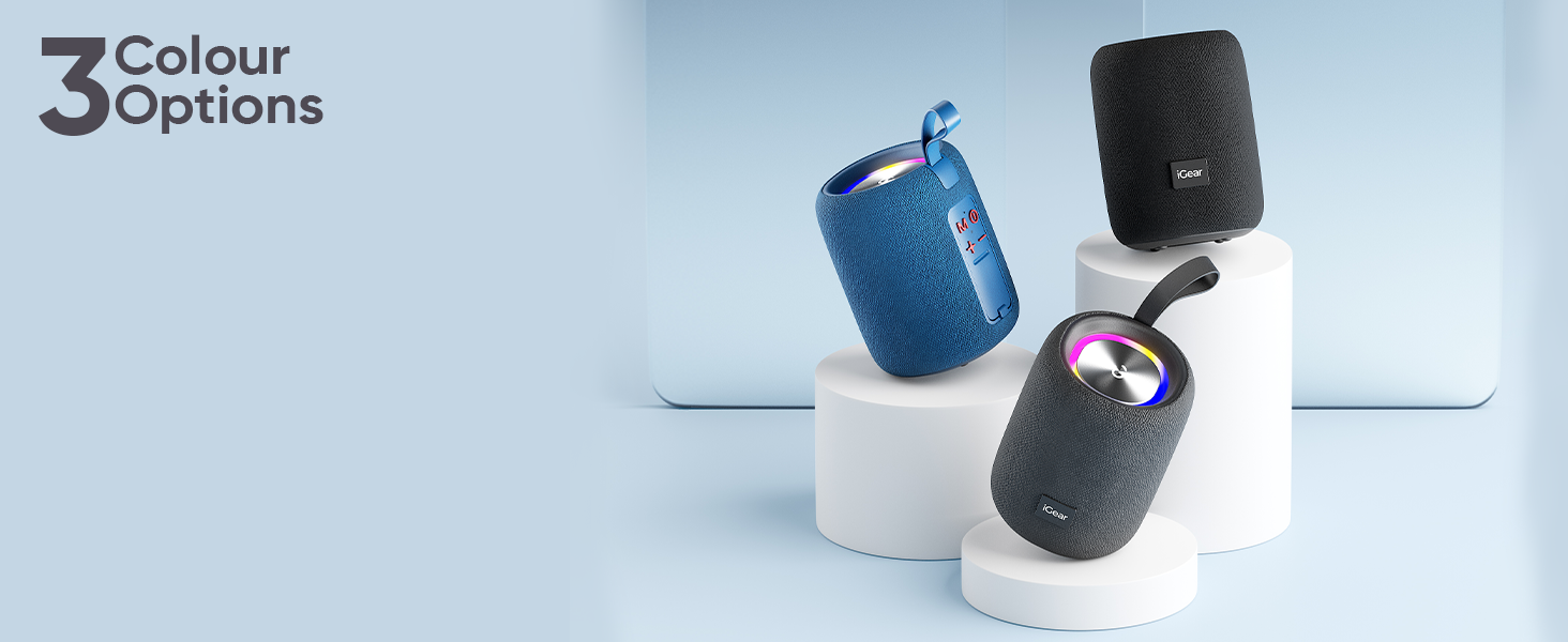 iGear Roll 10W Portable Bluetooth Speaker - Immersive 360-Degree Surround Sound, RGB Lights ...