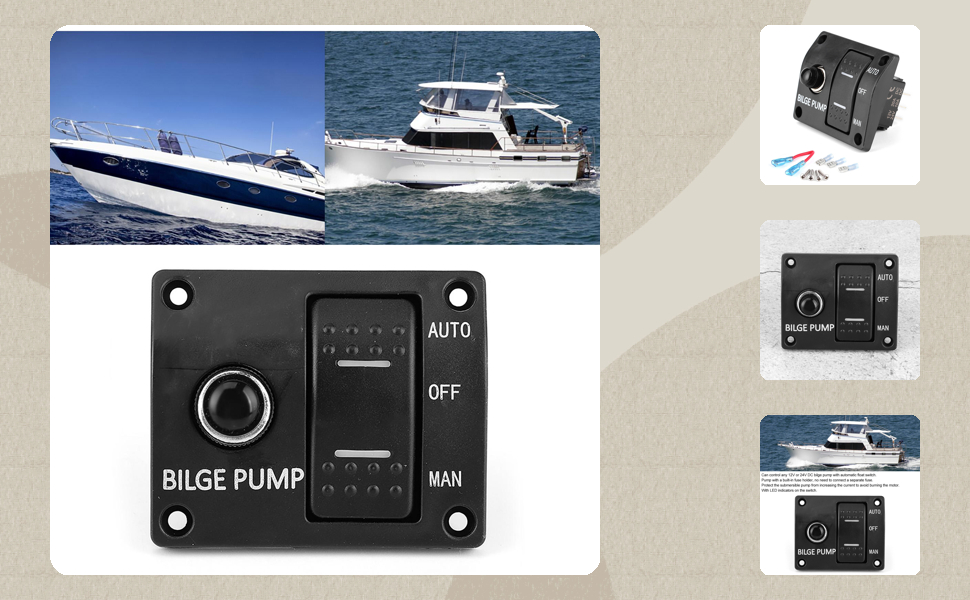Amazon.com: Bilge Pump Switch, 3 Way Marine Bilge Pump Switch Panel 12V 24V Auto Off Manual ...