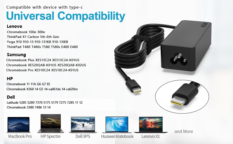 Amazon.com: 45W Type C Charger Fit for HP Chromebook 11 11A G6 EE / 11 G7 EE / 11 11A G8 EE ...