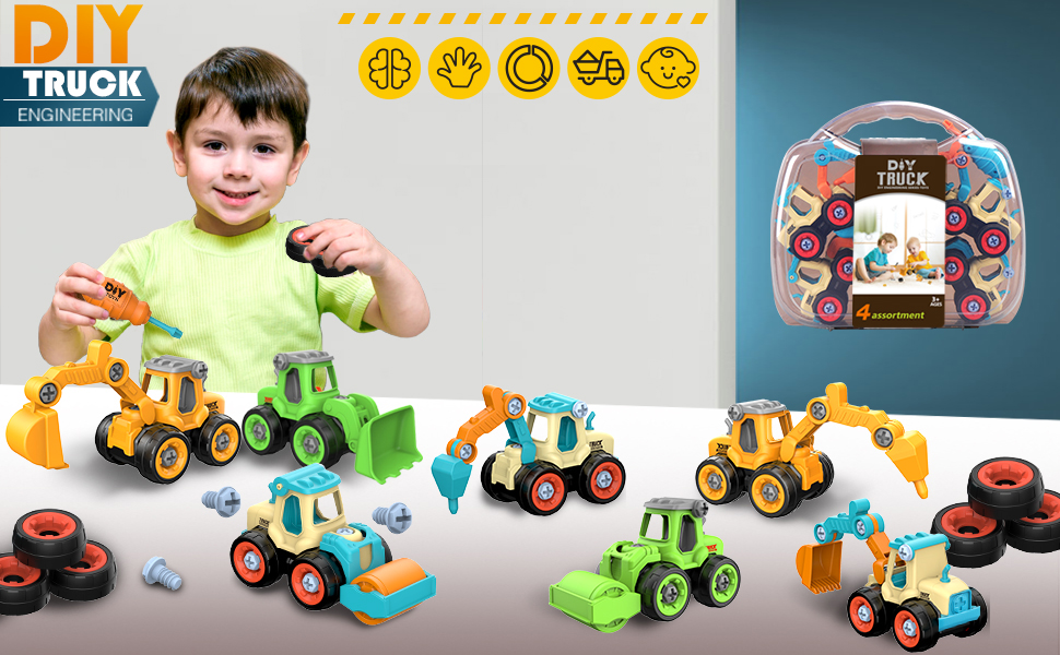Amazon.com: JoyGrow Take Apart Toys,4 pcs DIY Truck Car Toys Set for 3 4 5 6 7 Year Old Boys ...