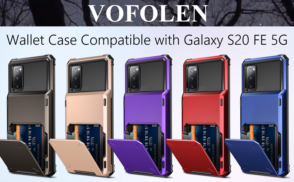Amazon.com: Vofolen for Galaxy S20 FE 5G Case Wallet Credit Card Holder 4-Card Slot Hidden Back ...