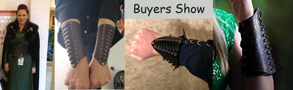 Amazon.com: Jeilwiy Leather Gauntlet Wristband Medieval Bracers Wrist ...