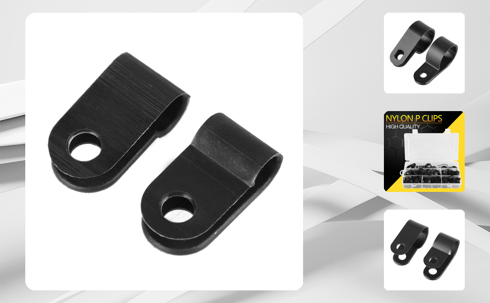 P Clamp, Cable Clamp 200Pcs Black Nylon Plastic P Clips Clamp 3/16" 1/4" 3/8" 1/2" 3/4" 1" Clips ...