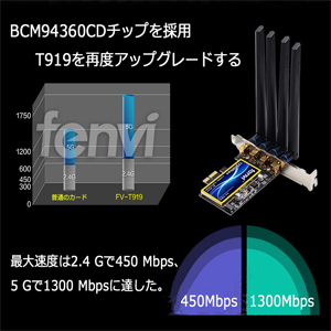 Amazon | Fenvi T919 ワイヤレス ネットワークカード 無線LAN カード WiFi アダプター Bluetooth ...