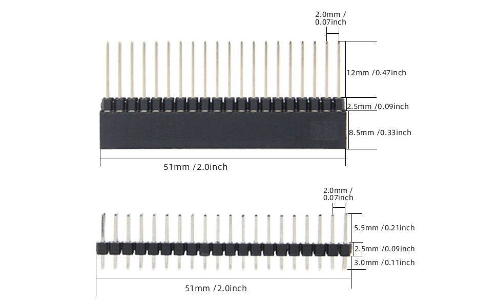 Geekworm 2x20 40 Pin Stacking Female Header Kit for Raspberry Pi 4B/3B ...