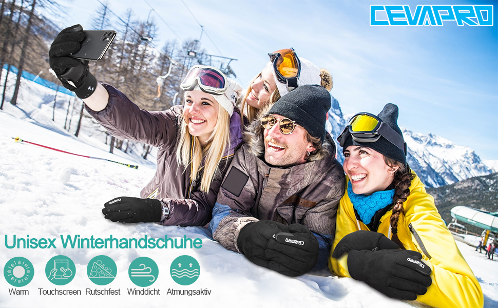 Cevapro Winter Gloves Men Women Waterproof Gloves Windproof Warm Ski Gloves for Winter Sports ...