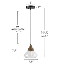 Log BARN Farmhouse Pendant Lighting Fixture with Wood and Clear Glass ...