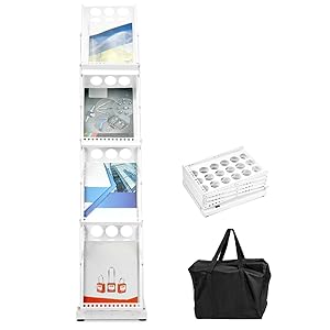 Amazon.com : QWORK Foldable Brochure Display Stand, Magazine Brochure Display Rack Stand, 4 ...