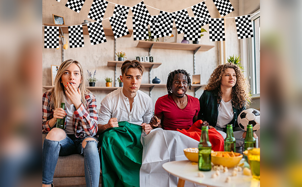Amazon.com : MARFOREVER 105 FT Checkered Flag Banner Black and White ...