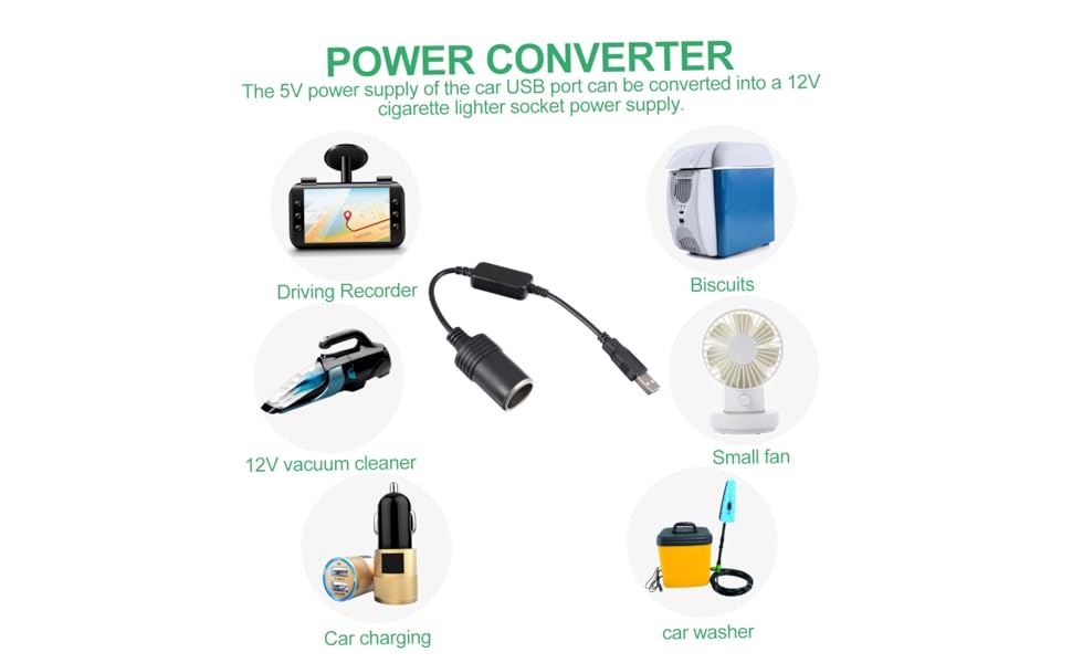 Amazon.com: SHOWERORO USB to 12V Car Cigarette Lighter Socket Female Converter for Charging ...