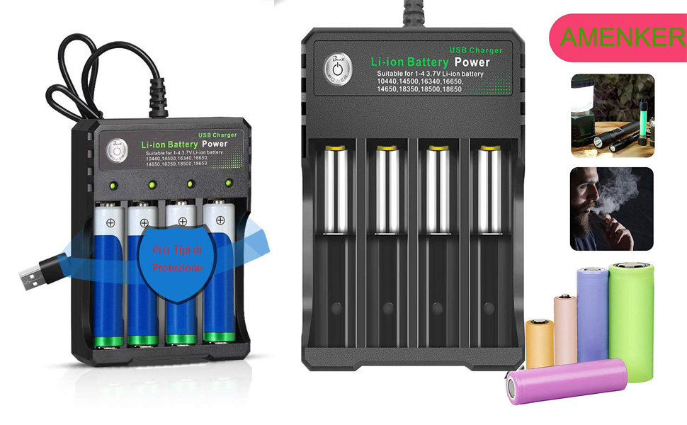 Amazon.com: 18650 Battery Charger 4 Bay, 18650 Charger for 3.7V Li-ion TR IMR 10440 14500 16650 ...