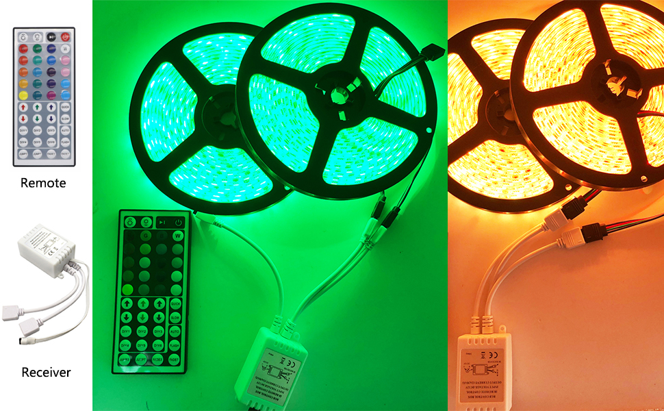 VIPMOON 44-Key LED Remote Controller DC12V-24V 4 Pin 2 Ports RGB ...