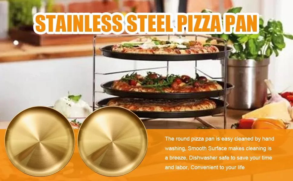 Amazon.com: Zreneyfex 13.5 Inch Stainless Steel Pizza Pan Set of 4 ...