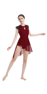 Amazon.com: ODASDO Women Lyrical Modern Contemporary Dance Costume Leotard V-Neck Backless Split ...