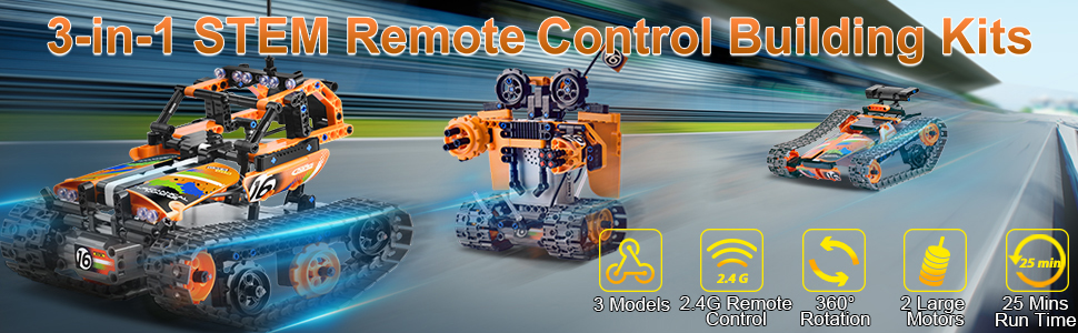 AoHu 3-in-1 STEM Remote Control Building Kits Toys for Kids, 392 Pieces ...