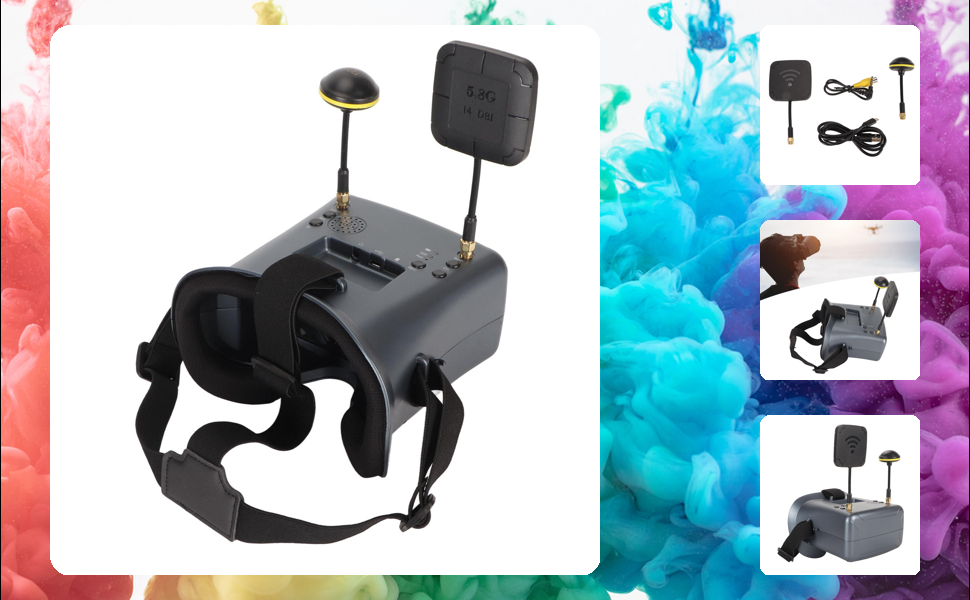 Amazon.com: 4.3 Inch LCD Monitor FPV Video Glasses with DVR, 800x480 Dual Antenna 5.8G RC ...