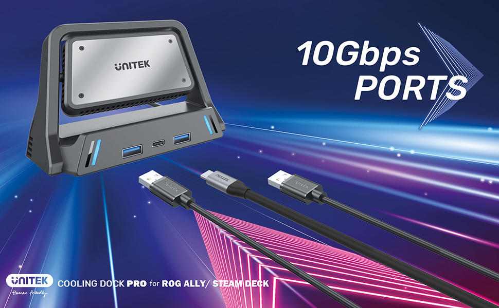 Unitek Gaming Cooling Dock Pro for ROG Ally/Steam Deck, Thermoelectrical Cooler, 100W PD Charge ...