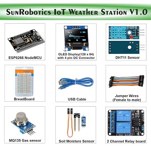 SunRobotics WiFi ESP8266 NodeMCU Wireless Weather Station Starter Kit Based on thinger.io ...
