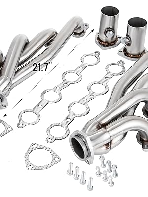 Mophorn Exhaust Header Set 1 3/4" Exhaust Turbo Headers, Stainless Steel Exhaust Manifold ...