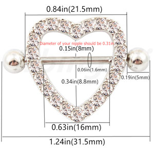 Amazon.com: IrbingNii Heart Nipple Rings 316L Stainless Steel Nipple Piercings Barbell 14G Two ...