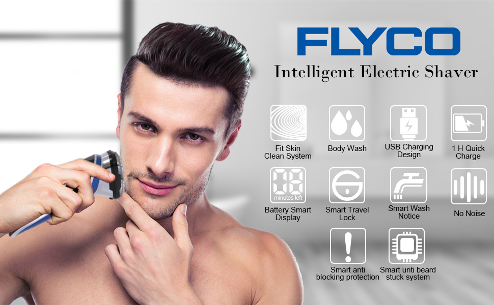 Amazon.com: Electric Razor for Men, Flyco Beard Trimmer Wet & Dry Electric Shaver with Quick ...