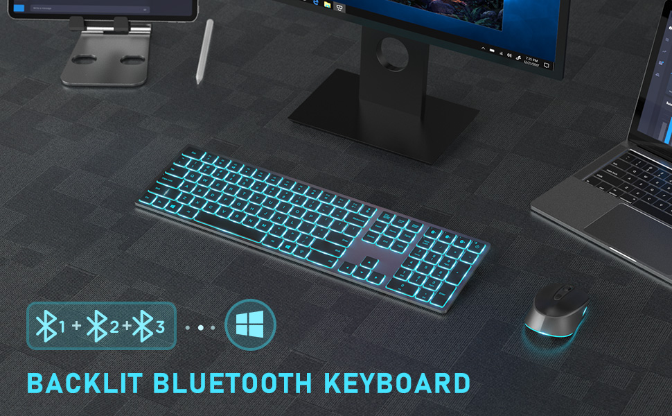 Amazon.com: seenda Backlit Wireless Keyboard, Multi Device Bluetooth ...