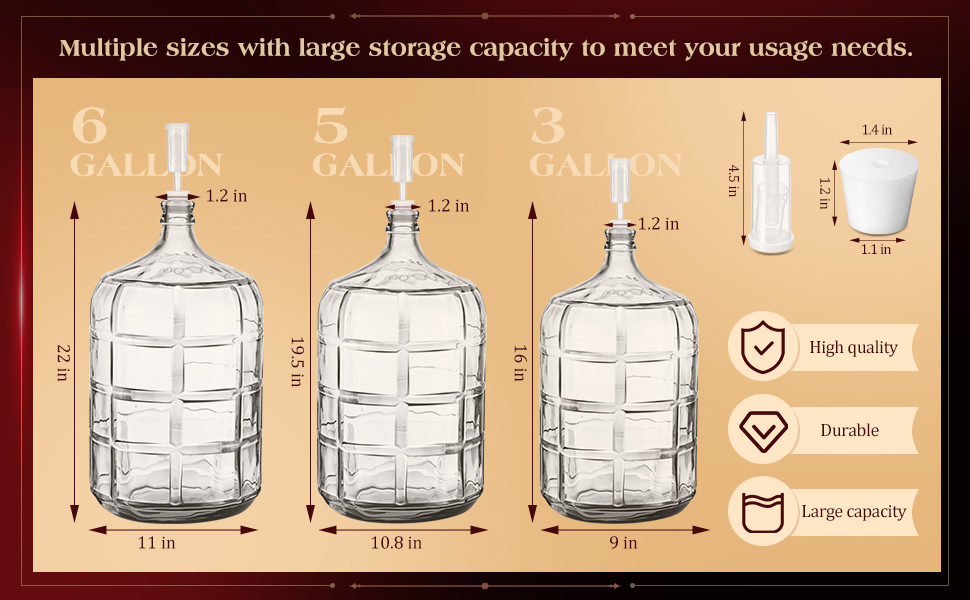 Amazon.com: Suzile 2 Pieces 5 Gallon Glass Carboy 5 Gallon Glass Water ...
