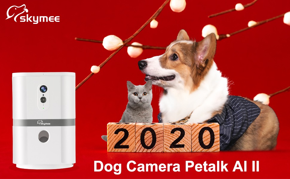 SKYMEE Dog Camera Automatic Treat Dispenser, WiFi HD Full Pet Camera with Pan Zoom and Night ...