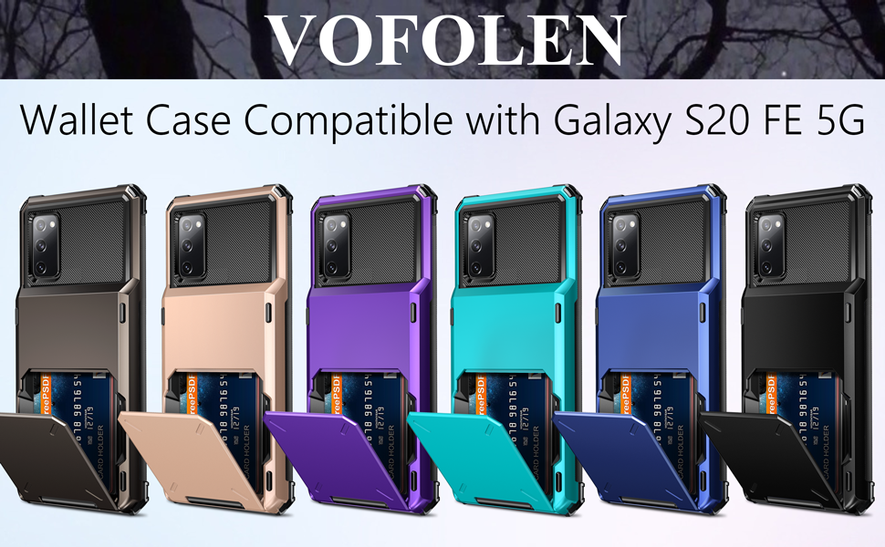 Amazon.com: Vofolen for Galaxy S20 FE 5G Case Wallet Credit Card Holder 4-Card Slot Hidden Back ...