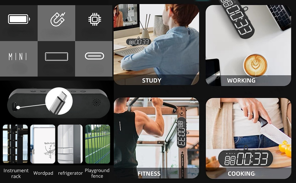 Portable Gym Timer Interval Timer For Workout With Time Rounds Stopwatch Alarm