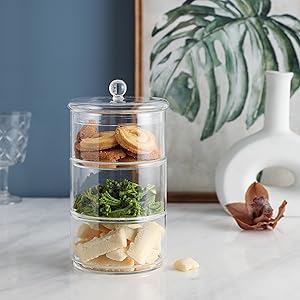 Amazon.com: KMwares Small 3 Tier/Level Stackable Round Glass Storage ...