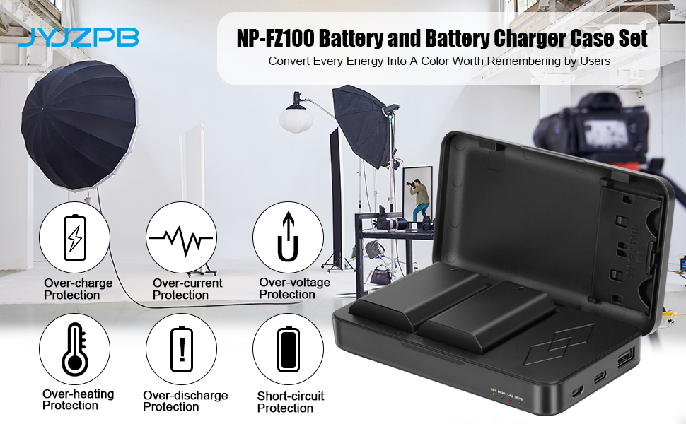 JYJZPB NP-FZ100 Batería y cargador de batería A7iii para Sony A7IV, Sony A7III, A1, Alpha A7RIII ...