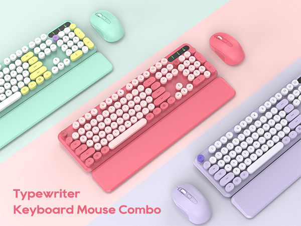 Mua Wireless Keyboard And Mouse Combo Pink Retro Keyboard With Round Keycaps Full Size
