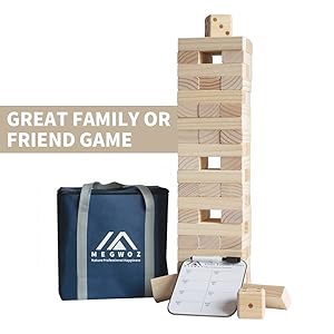 Amazon.com: Megwoz Giant Tumble Tower, 60 PCS Stacking Timber Game with ...