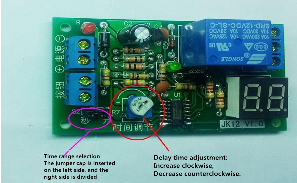 DC12V Adjustable Timer Relay, Relay Timing Module, Adjustable Time ...